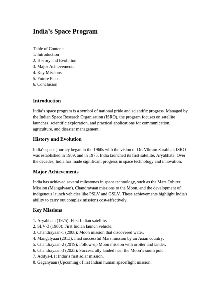 India Space Program CBSE Class10 Report | PDF