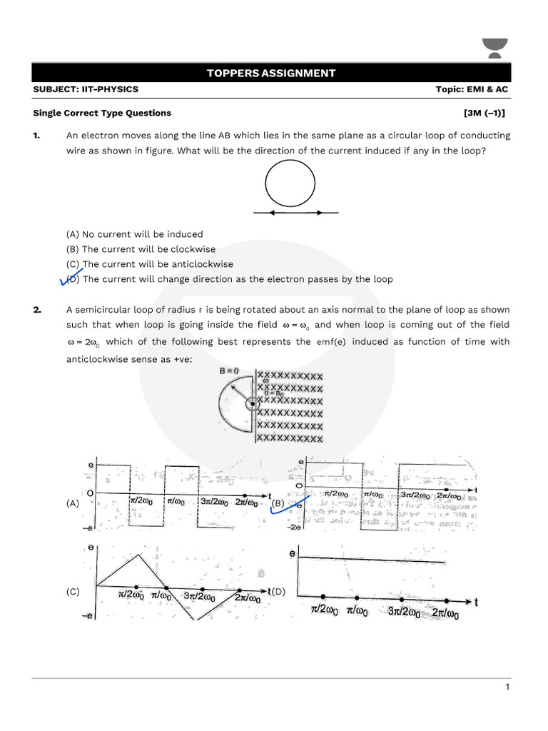 Toppers Assignment (EMI & AC) SC | PDF