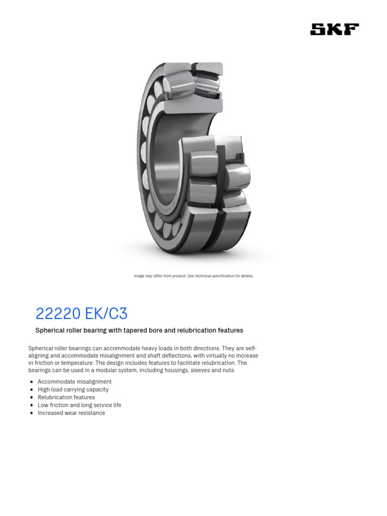 EK - C3 - Spherical Roller Bearings - SKF | PDF | License | Bearing (Mechanical)