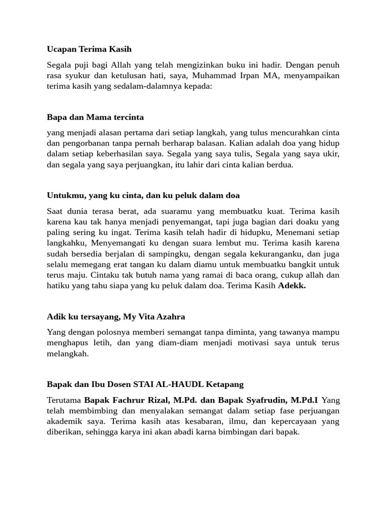 Ucapan Terima Kasih yang Tulus | PDF