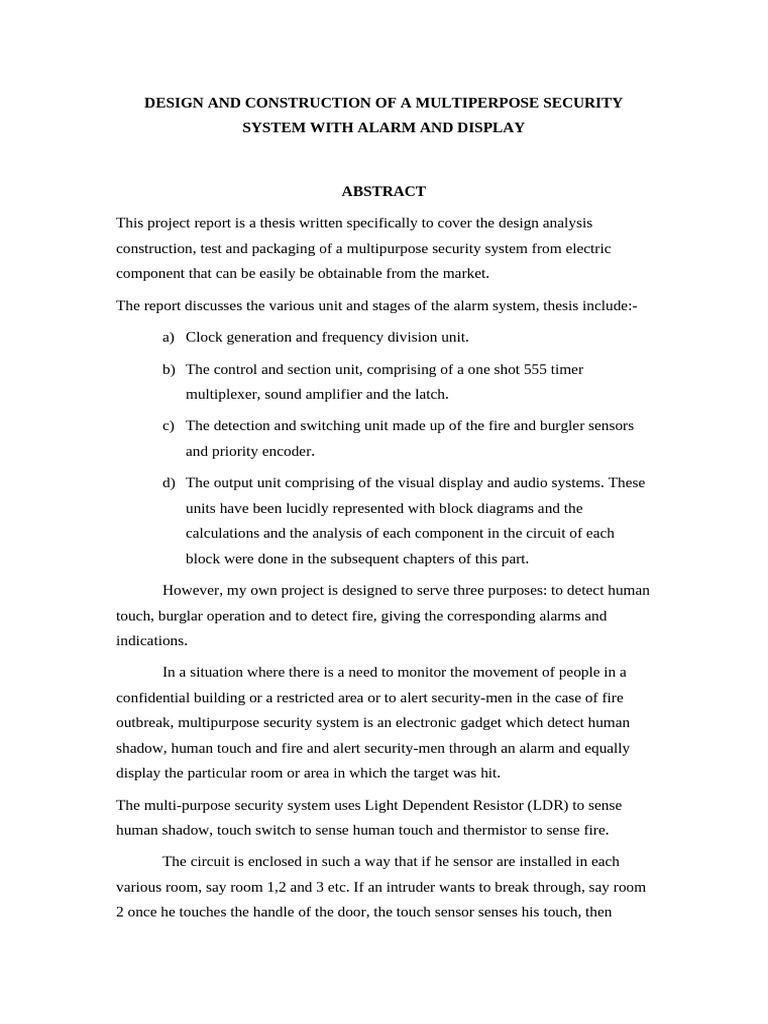 Multipurpose Security System Design | PDF | Electronic Circuits ...