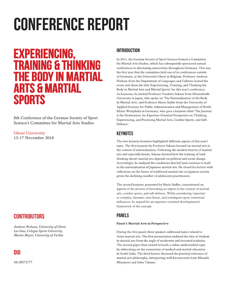 Martial Arts Conference Report 2018 | PDF | Open Access | Mixed Martial ...