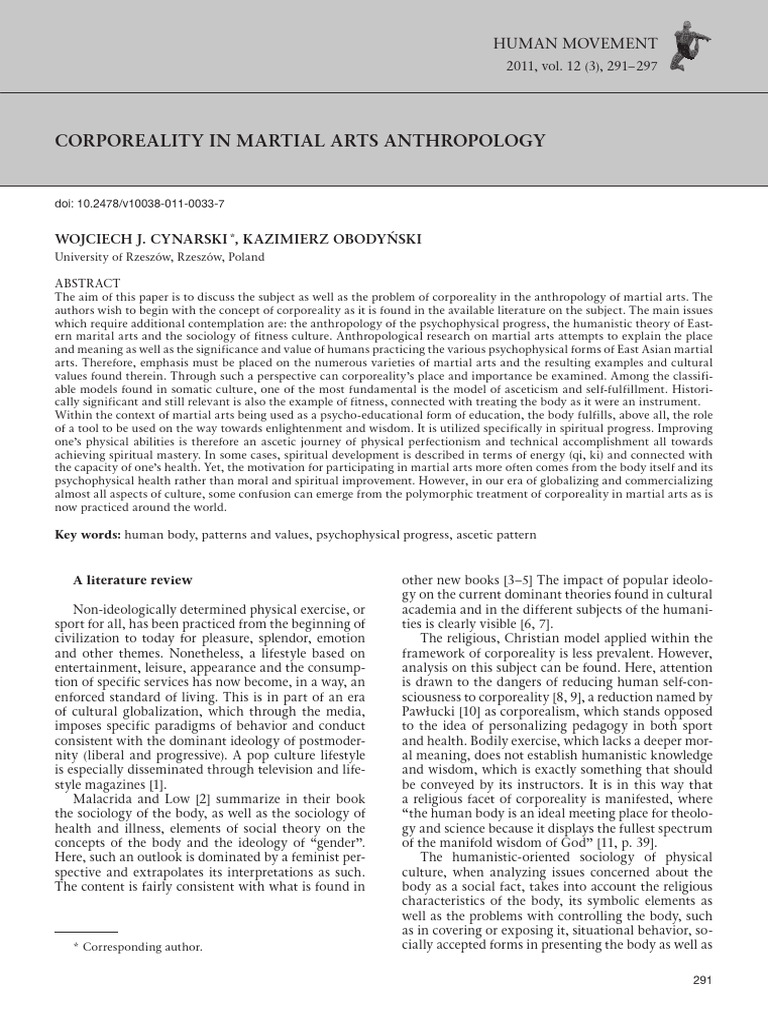 Corporeality in Martial Arts Anthropolog | PDF | Asceticism | Meditation