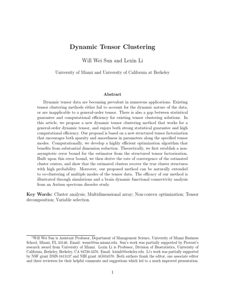 dynamic Tensor Clustering | PDF | Cluster Analysis | Tensor