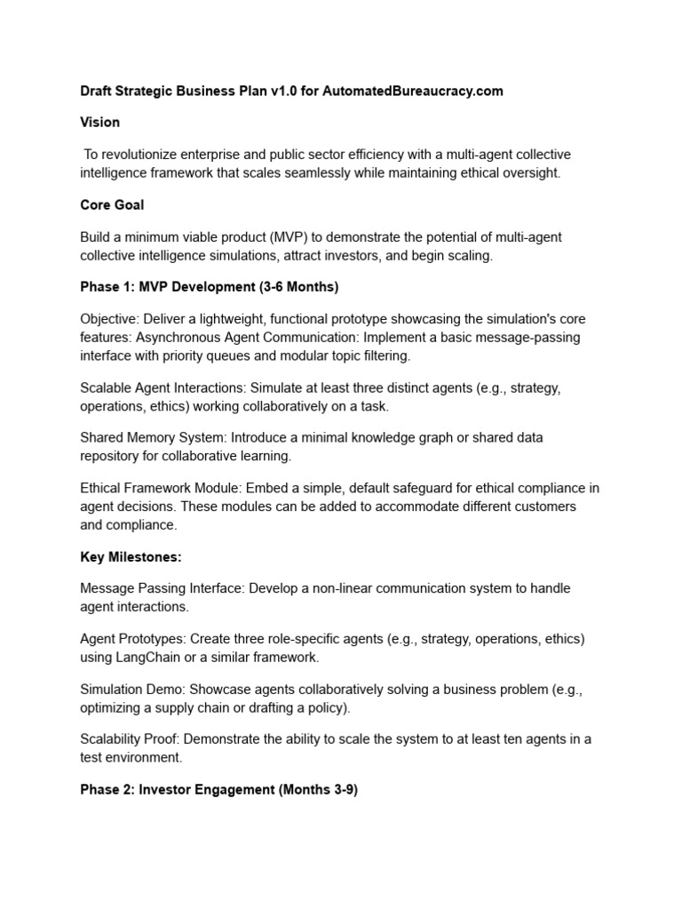 Draft Strategic Business Plan v1.0 For | PDF | Simulation | Artificial ...