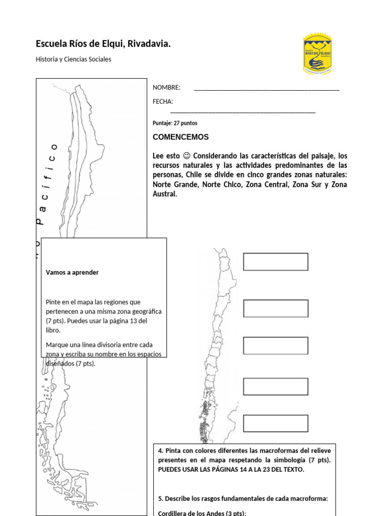 Quinto - Guía 3 (Entregada y Evaluada) | PDF | Chile | Ciencias de la ...