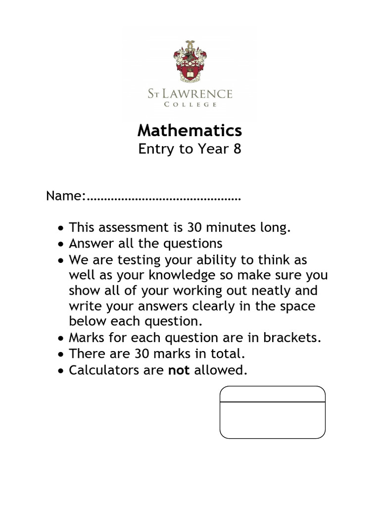 Year 8 Mathematics Assessment Guide | PDF | Chocolate | Confectionery