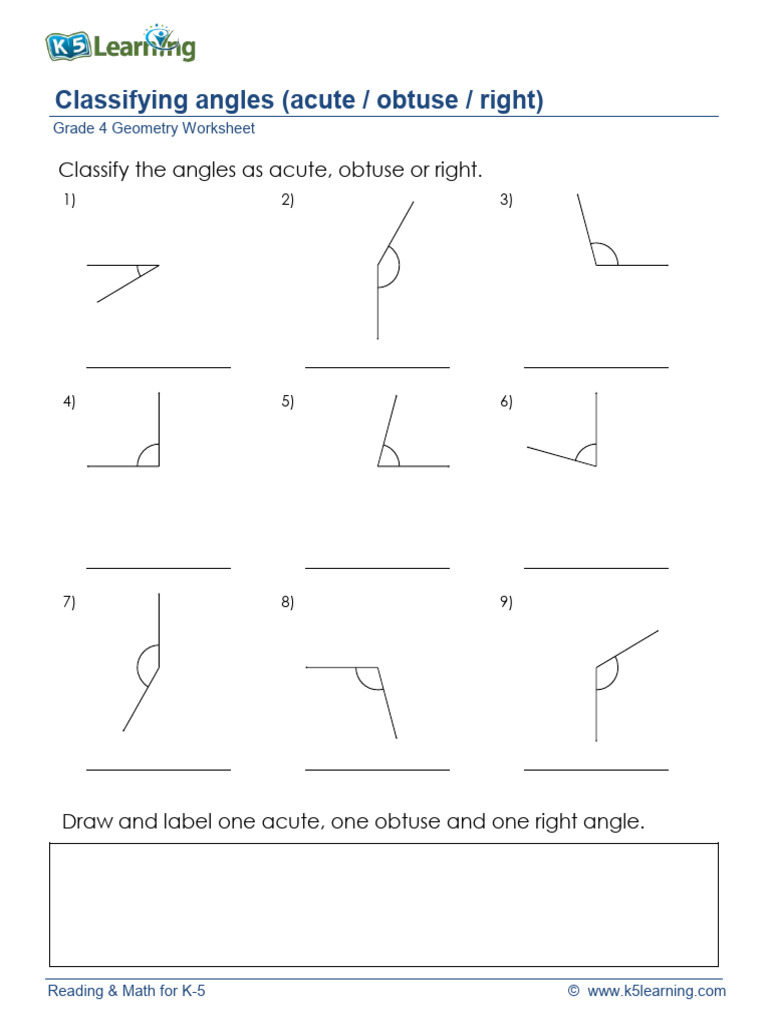 Grade 4 Geometry Classifying Angles A 1 | PDF