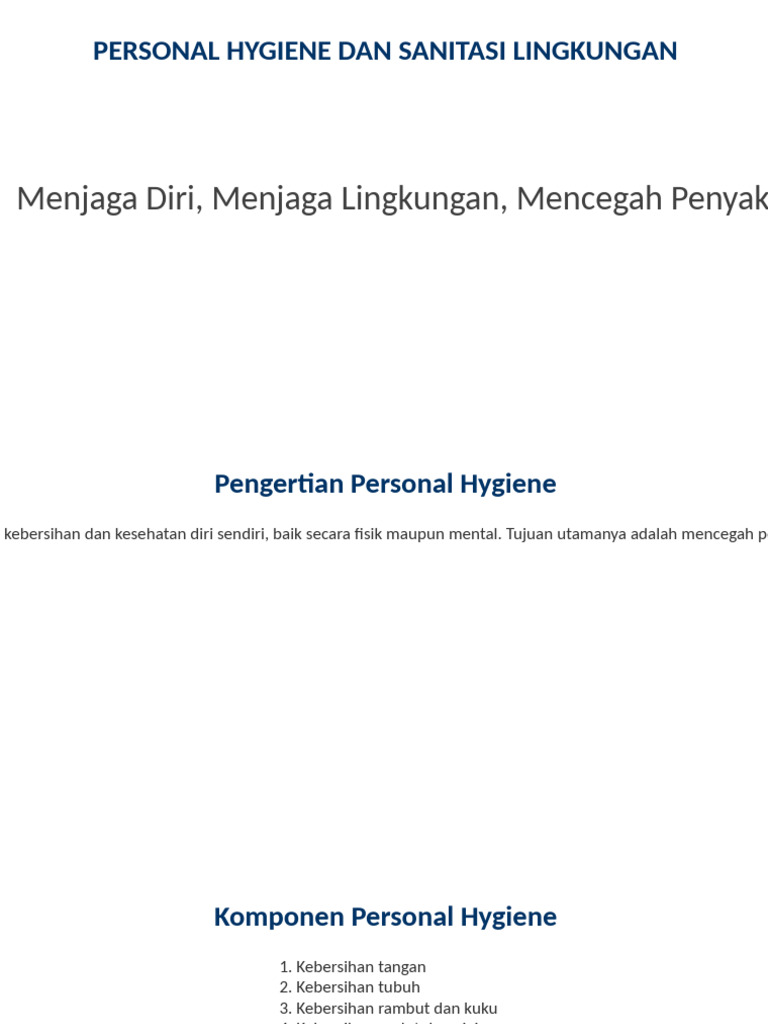 Kebersihan Pribadi dan Lingkungan Sehat | PDF