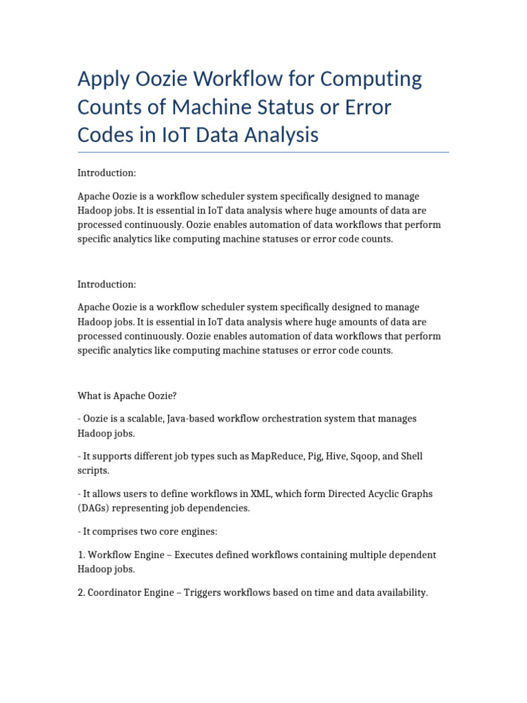 Oozie Workflows for IoT Data Analysis | PDF | Apache Hadoop | Internet ...