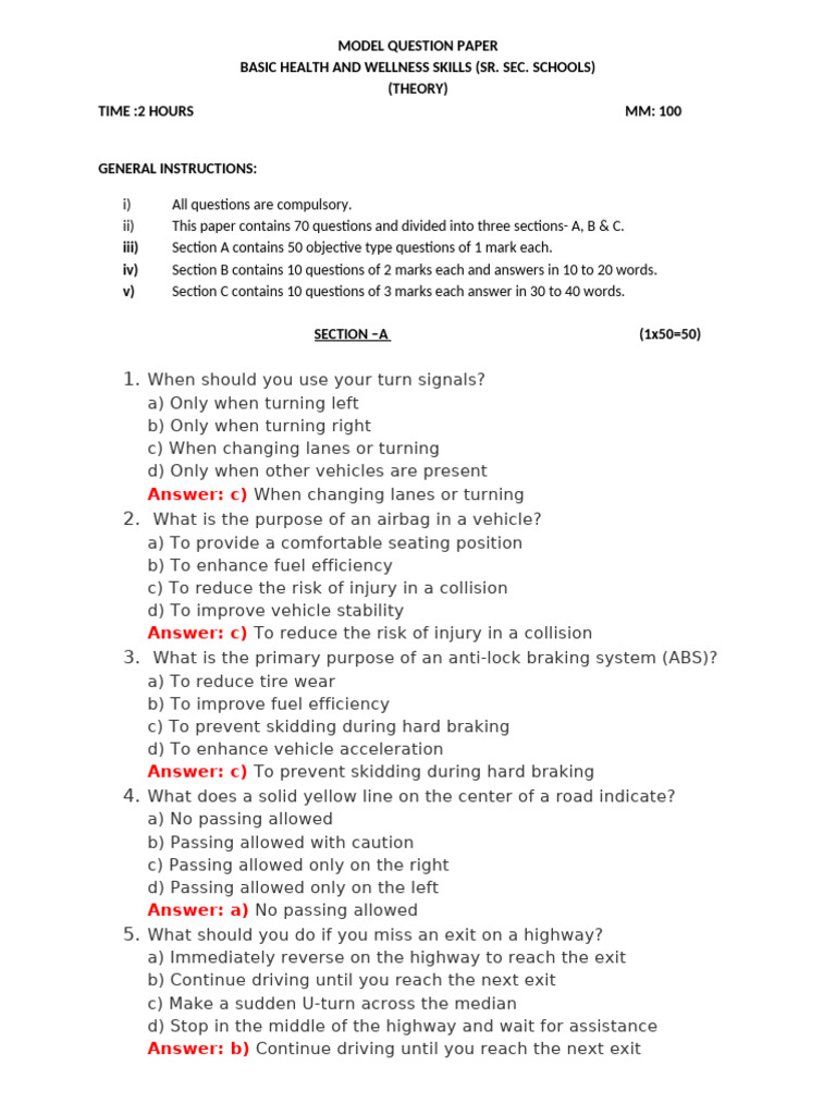 Health and Wellness Question Paper | PDF | Cardiopulmonary Resuscitation