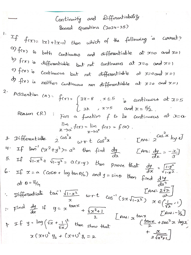 Continuity and Differentiability | PDF