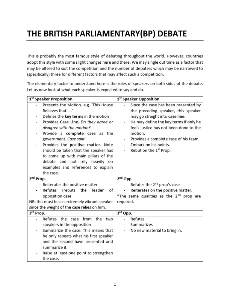British Parliamentary Debate Guide | PDF | Human Communication