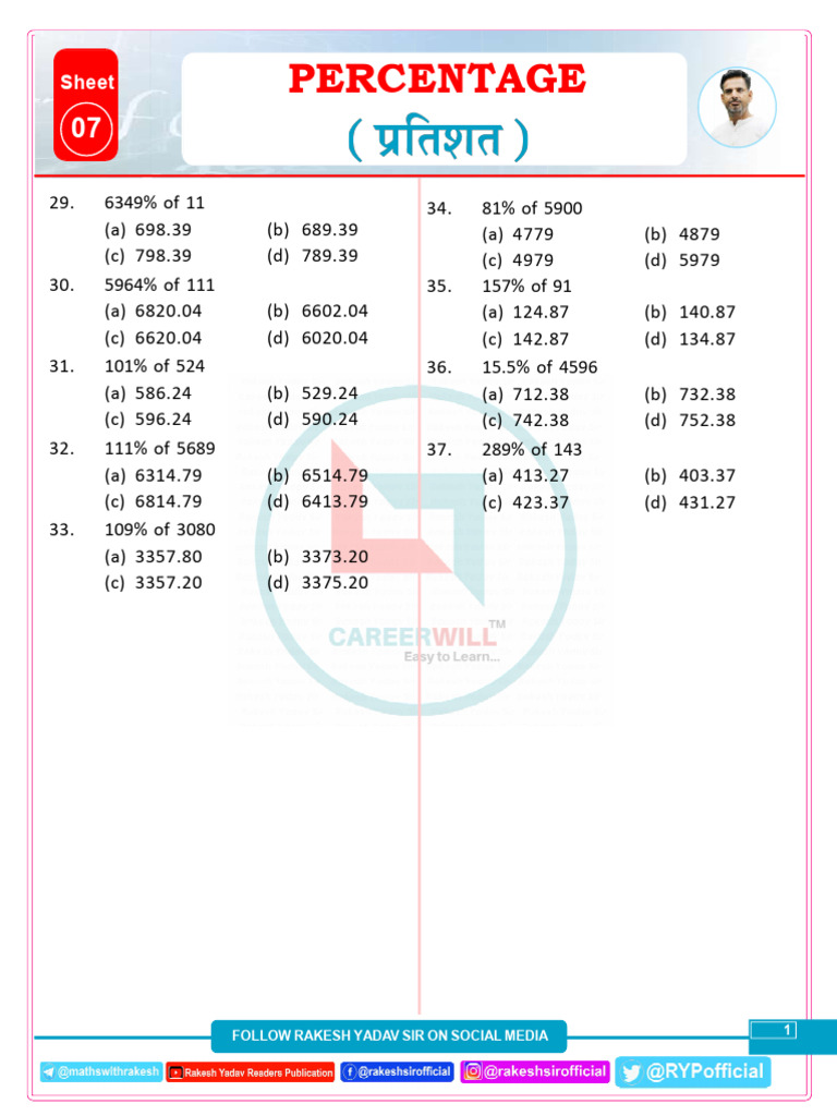 Percentage Sheet-7 445016 Crwill (1) | PDF