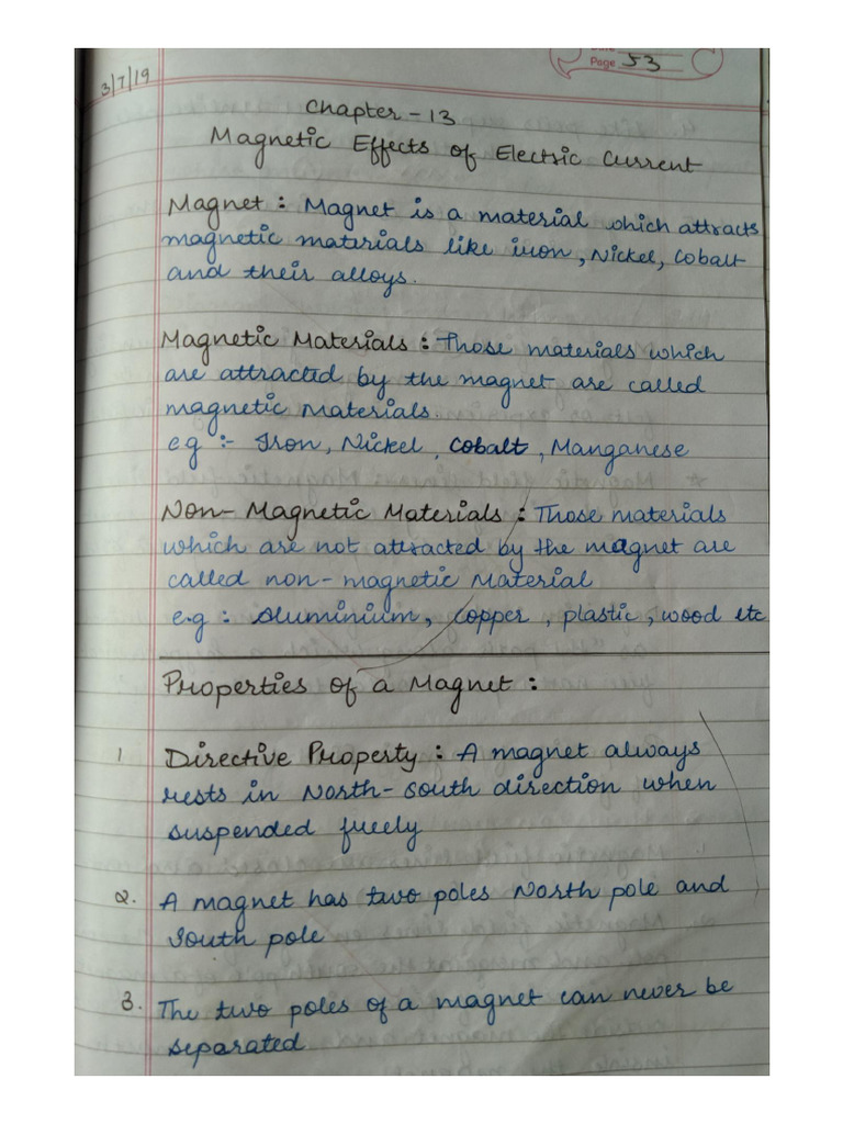 Magnetic Effect of Electric Current ( Written Notes) | PDF