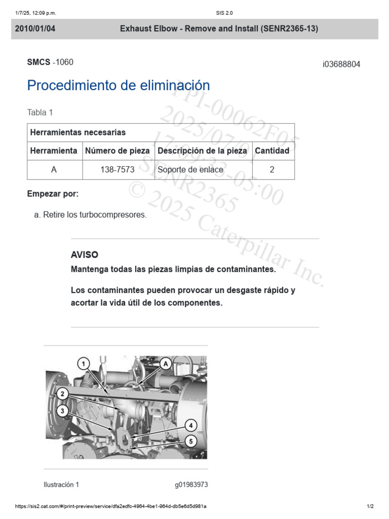 3512 Codo de Escape Remover e Instalar | PDF | Motores