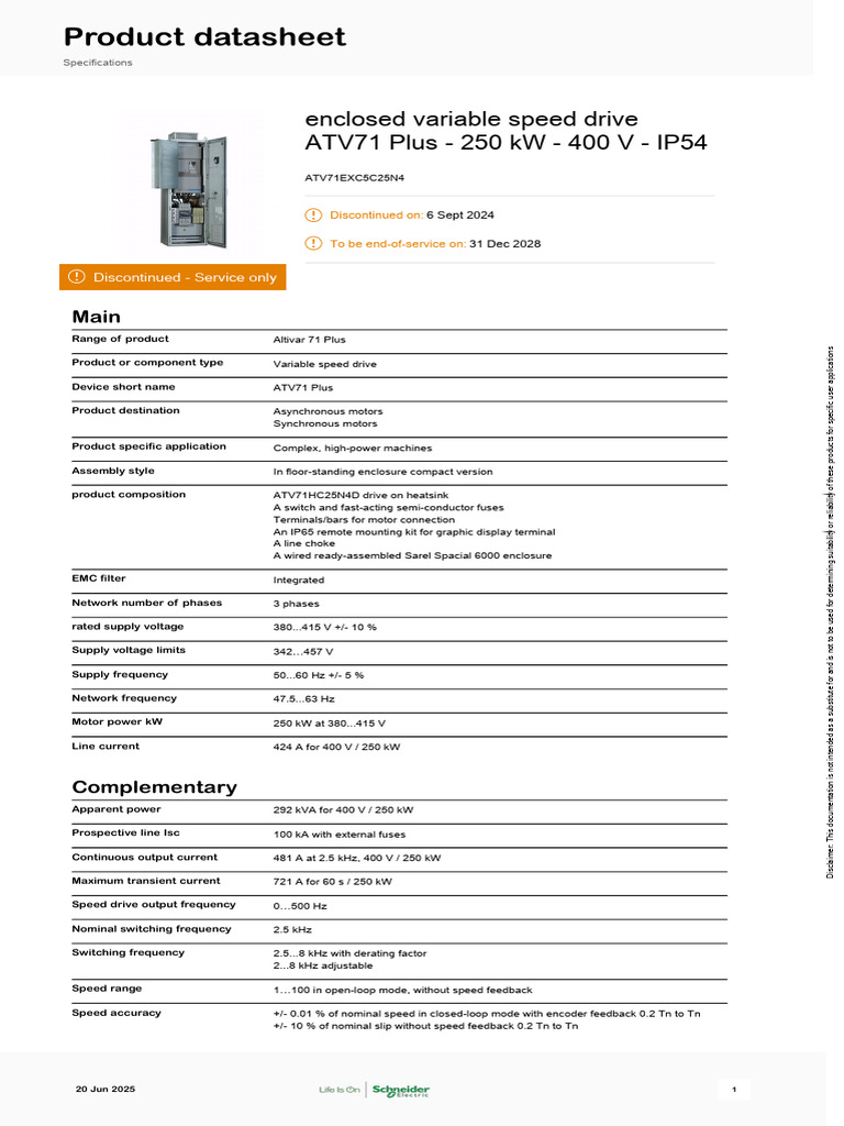 ATV71 Plus Variable Speed Drive Specs | PDF | Bit Rate | Electrical Network