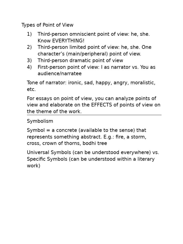 Point of View and Symbolism | PDF