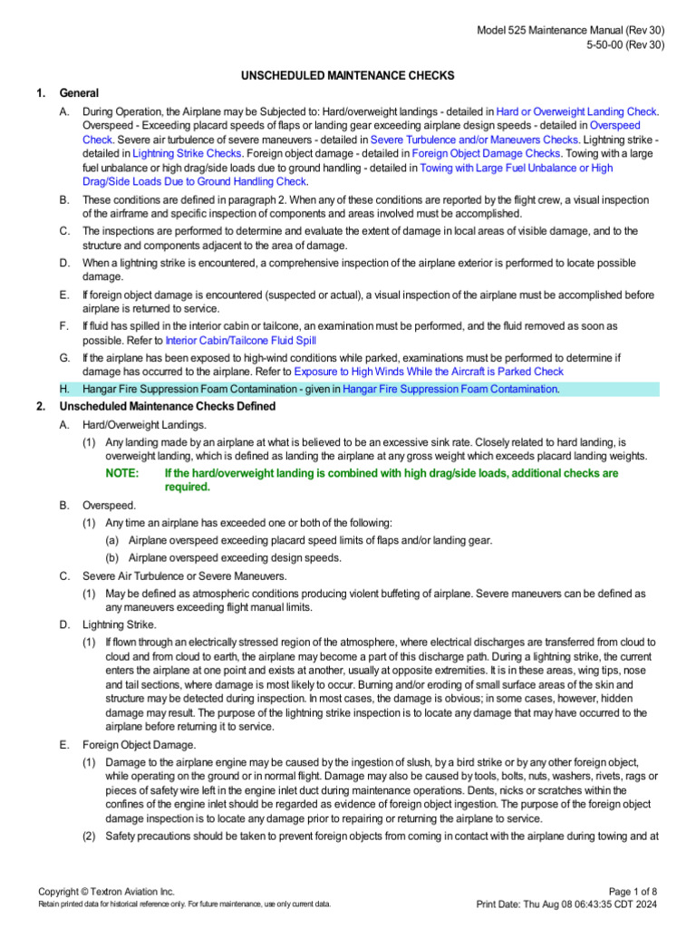 Unscheduled Aircraft Maintenance Checks | PDF | Empennage | Airplane