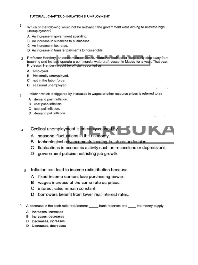 Tutorial Inflation & Unemployment | PDF