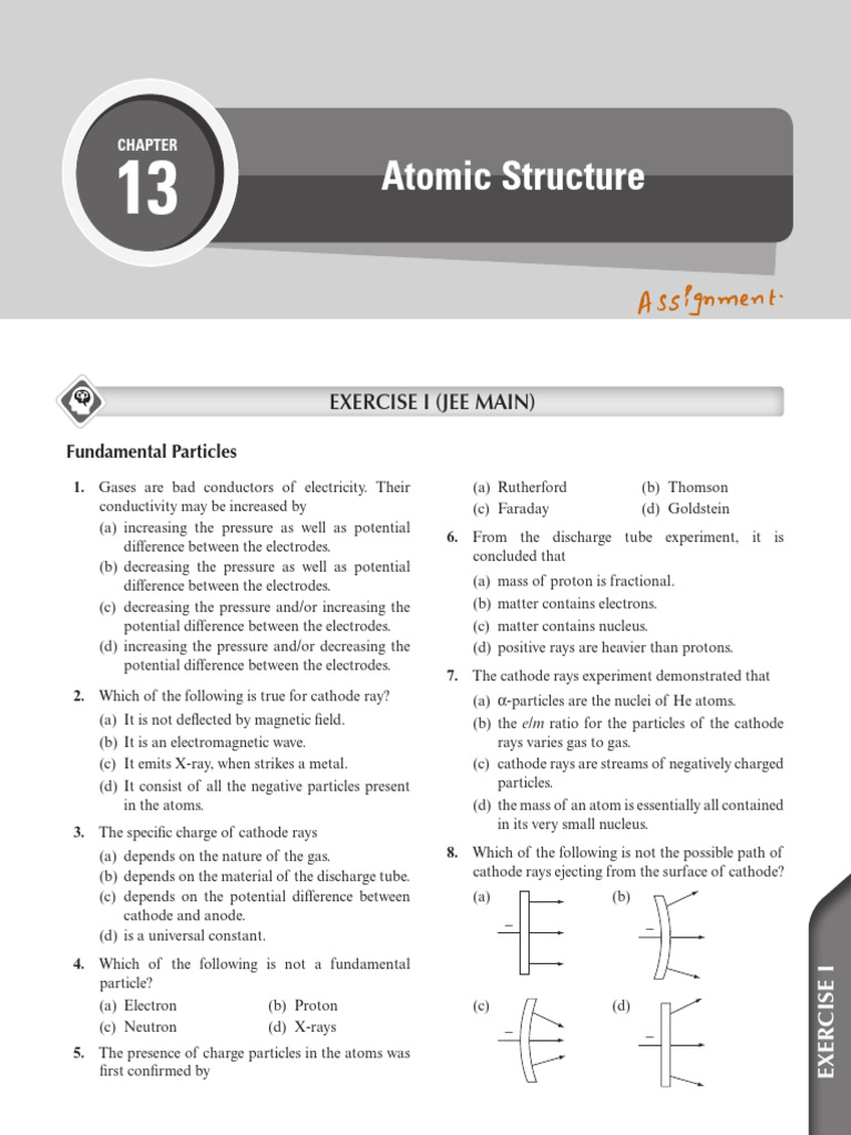 Atomic Structure Assignment | PDF | Atoms | Atomic Nucleus