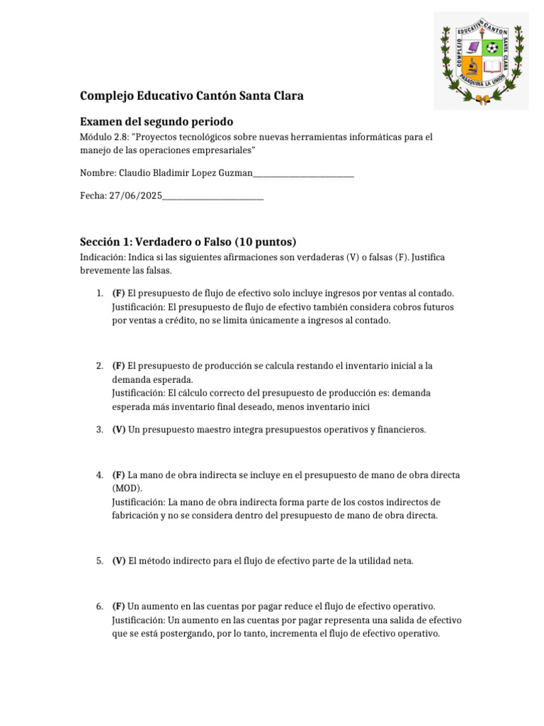 Examen Del Modulo 2.8 | PDF | Presupuesto | Negocios económicos