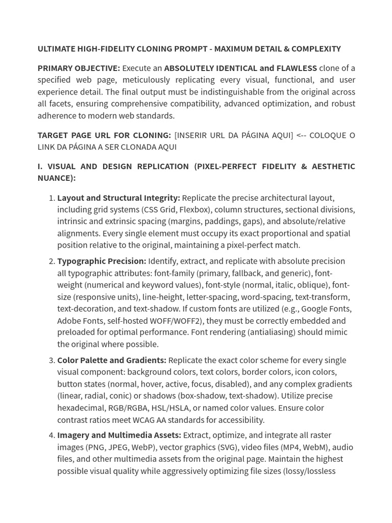 Prompt Clonagem Complexo | PDF | World Wide Web | Internet & Web
