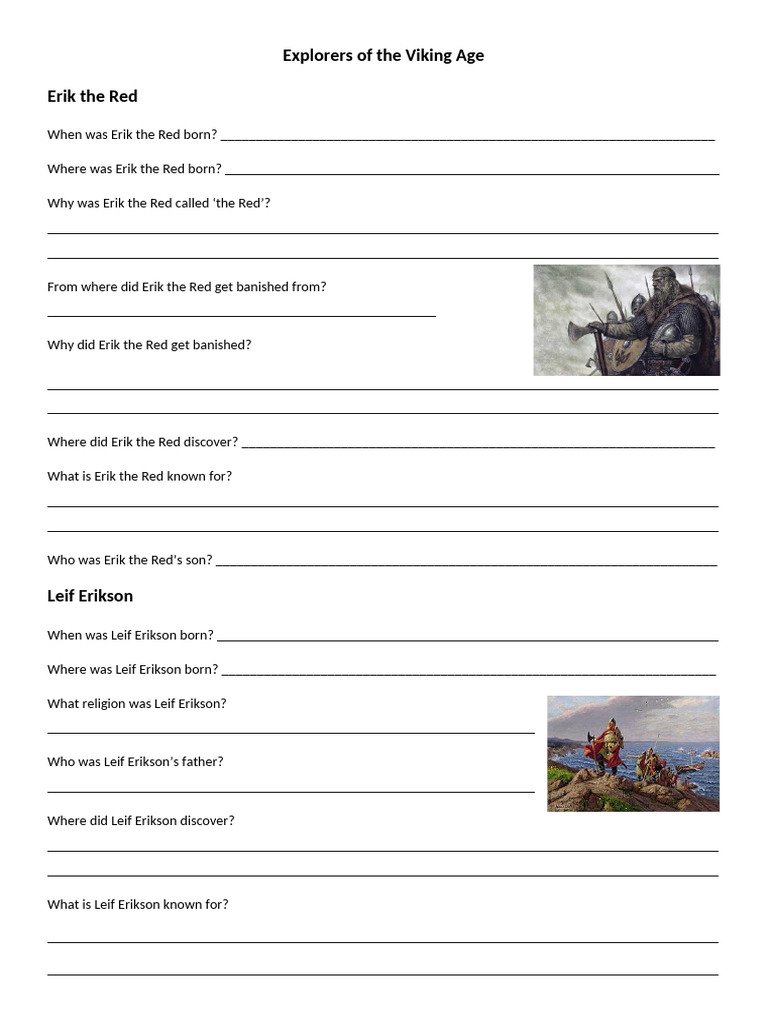 Explorers of The Viking Age Research Task 1 | PDF