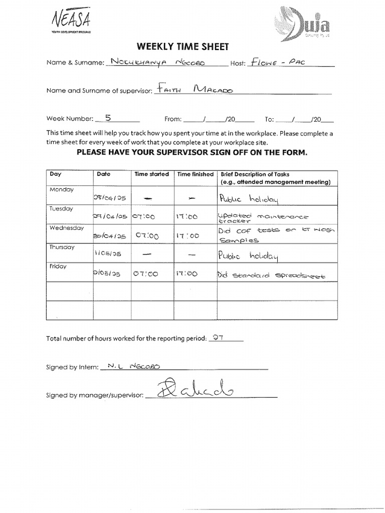 April Week 5 Timesheet | PDF