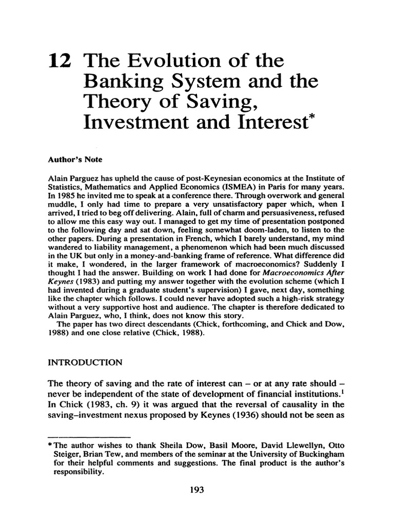 Evolution of Banking and Investment Theory | PDF | Banks | Interest