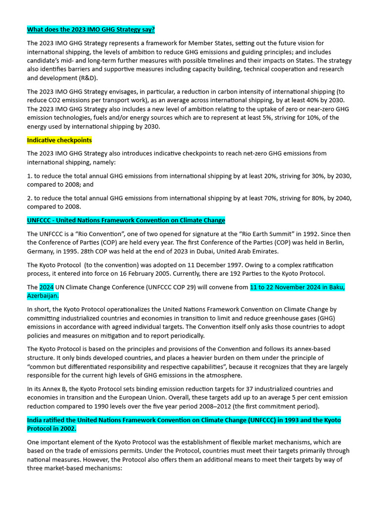 2023 IMO GHG Strategy Overview | PDF | Kyoto Protocol | United Nations ...