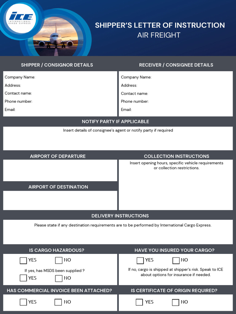 AIR Shippers Letter of Instruction SLI 2023 | PDF | Cargo | Freight ...
