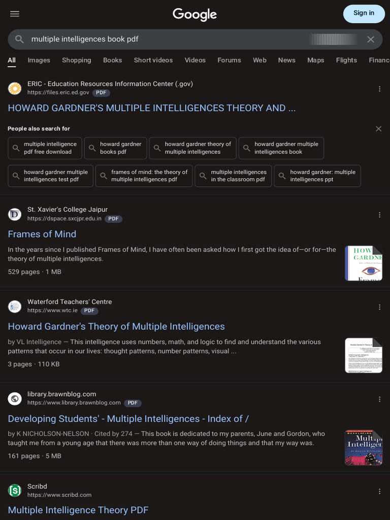Multiple Intelligences Book PDF - Google Search - PD | PDF ...