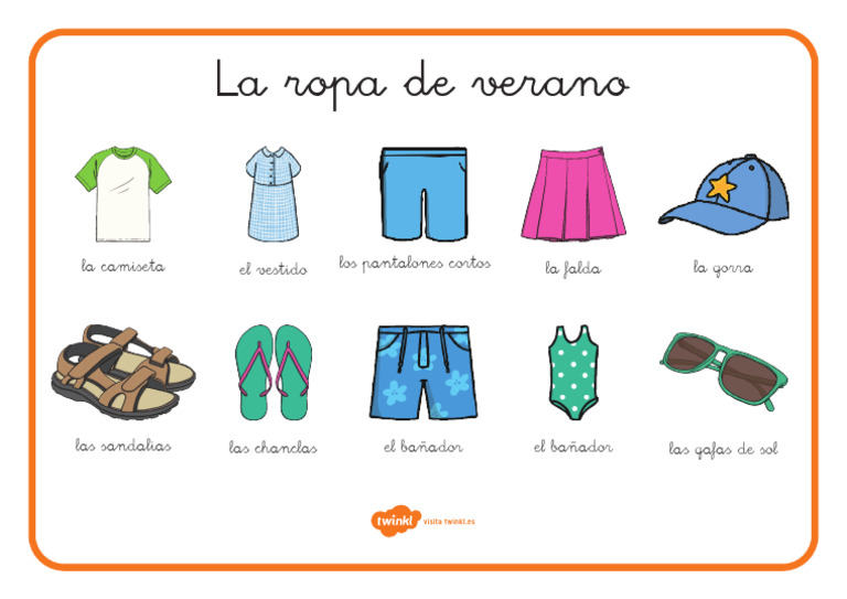 Vocabulario La Ropa de Verano | PDF