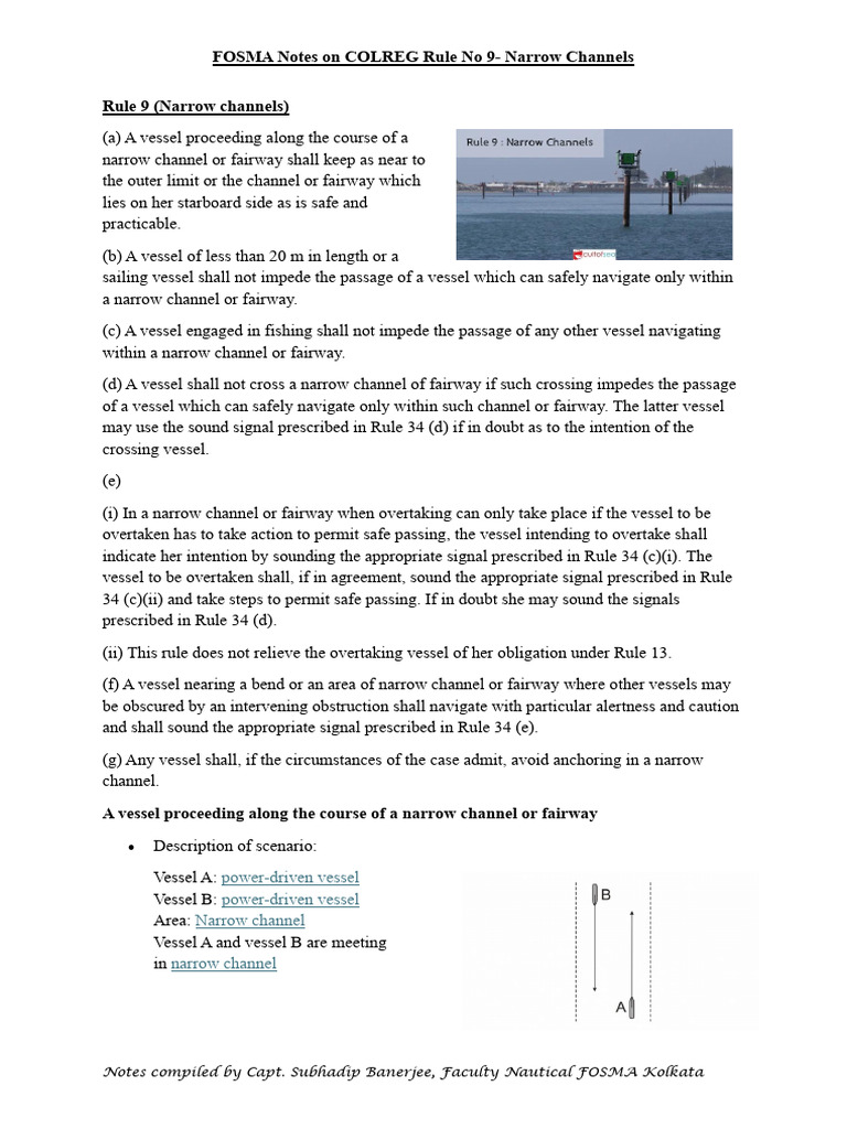 COLREG - Rule-9 - Narrow Channel | PDF