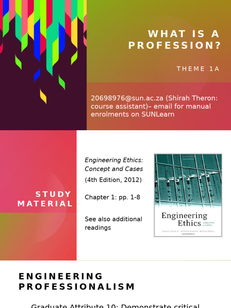 Theme 1 - Professionalism - PP Slides | PDF | Professional Ethics | Profession