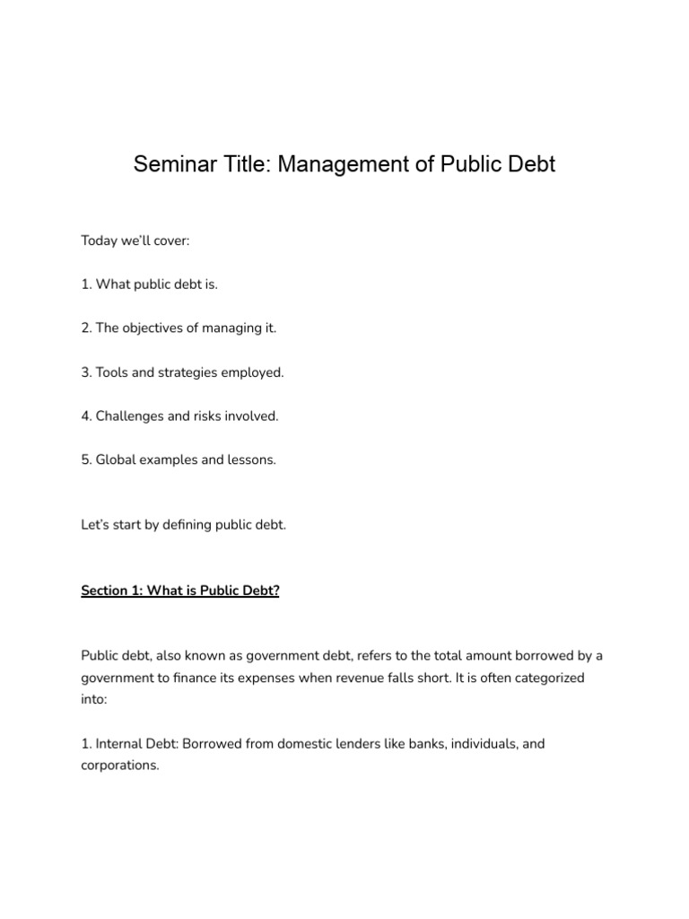Managing Public Debt Strategies | PDF | Debt | Government Debt