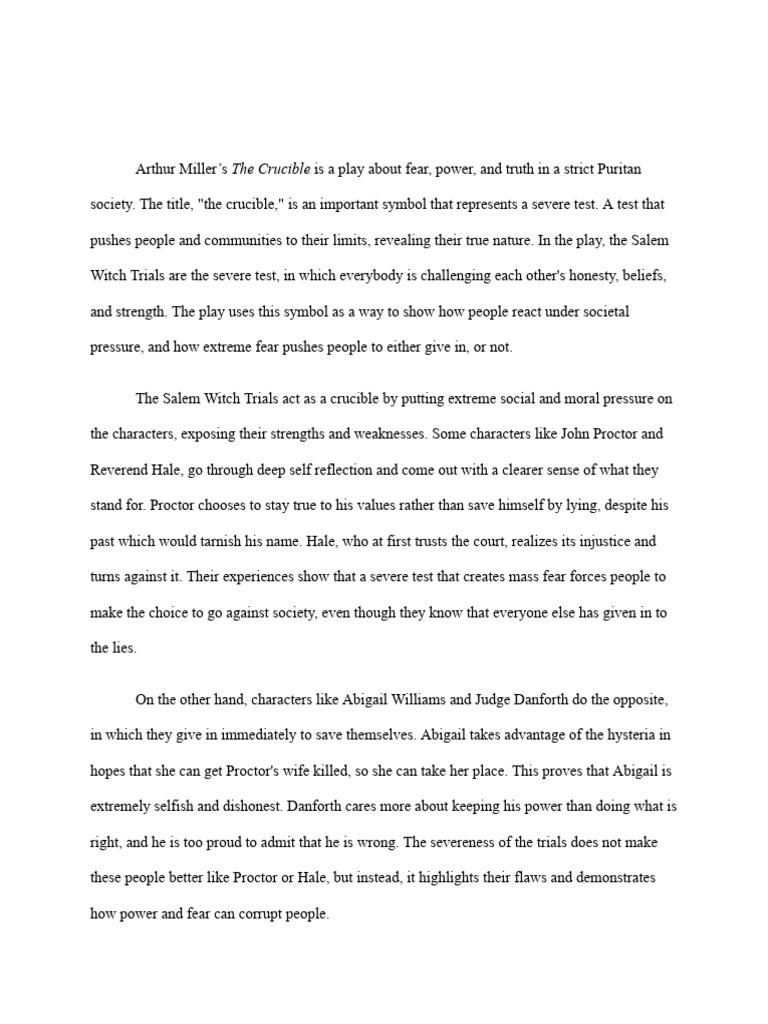 Power and Fear in The Crucible | PDF
