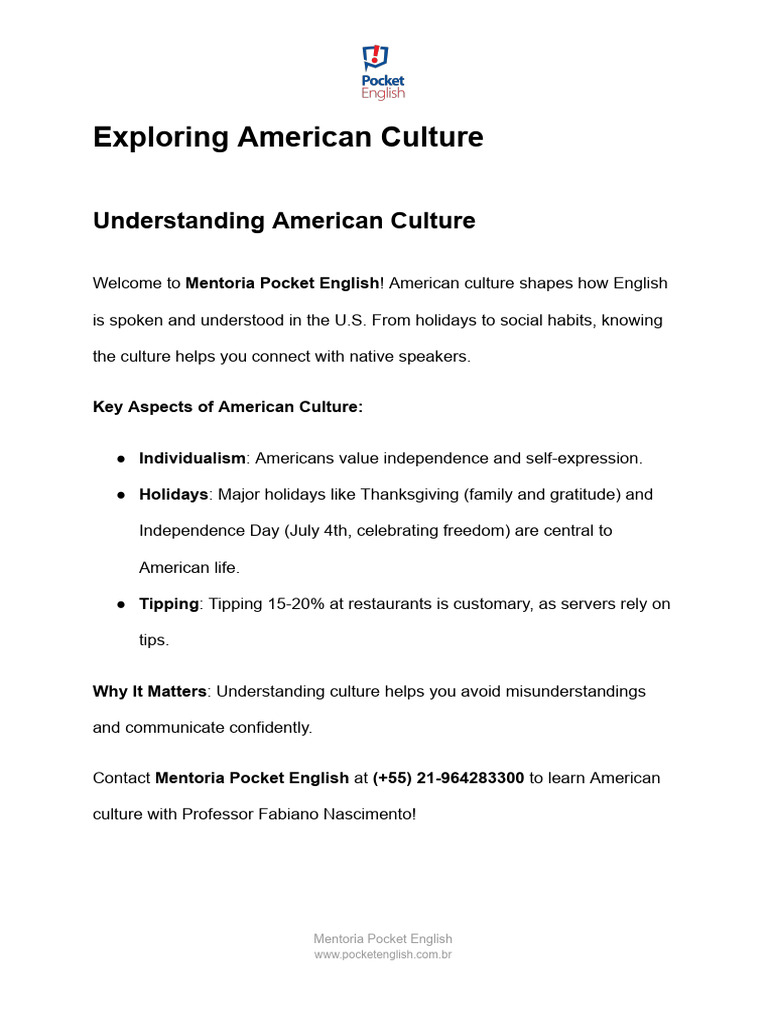 Understanding American Culture Essentials | PDF | English Language ...