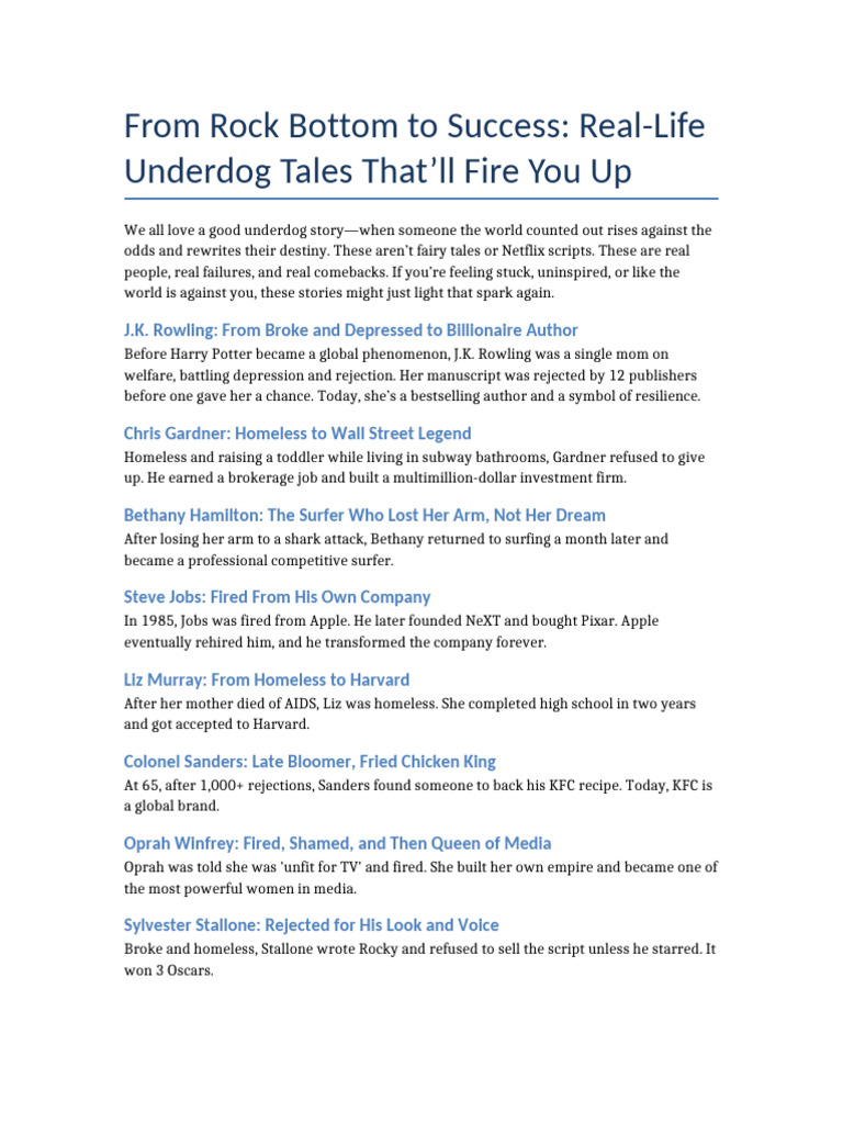 From Rock Bottom To Success | PDF