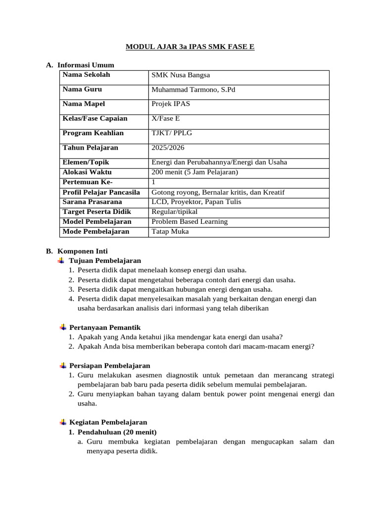 Modul Ajar - Proyek IPAS Bab 3 | PDF