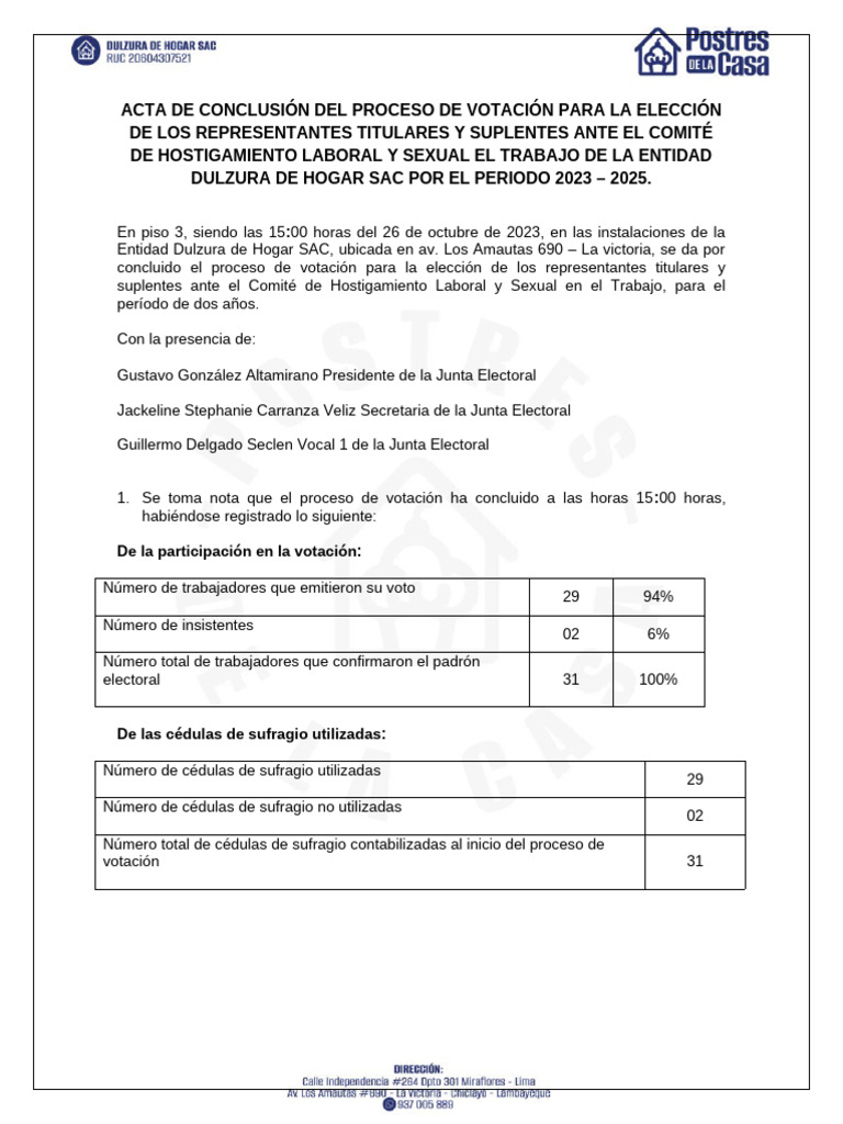 Formato 4 CSST Conclusion de Elecciones 2023 | PDF