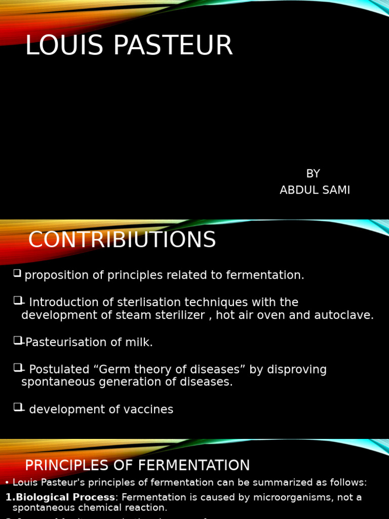 Pasteur's Contributions to Fermentation and Germ Theory | PDF