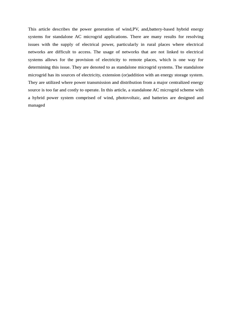 Power Generation of Wind-PV-Battery Based Hybrid Energy System For ...