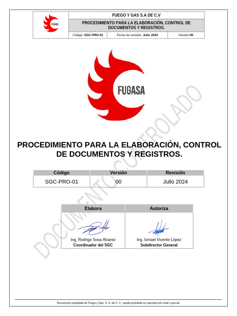 SGC-PRO-01 Procedimiento para La Elaboración Control de Documentos y ...