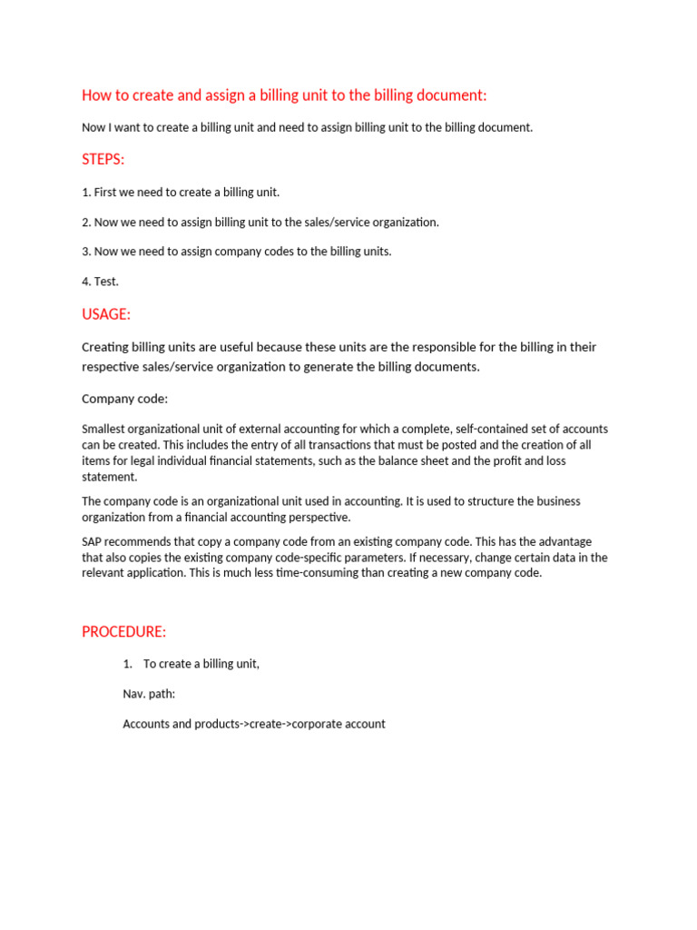 Creating and Assigning Billing Units | PDF | Business