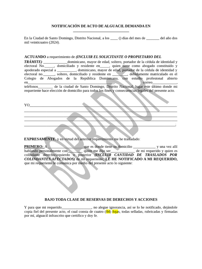 Notificacion de Acto de Alguacil | PDF