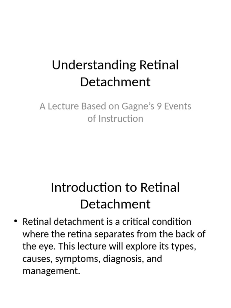 Retinal Detachment Lecture Gagne | PDF | Retina | Visual System