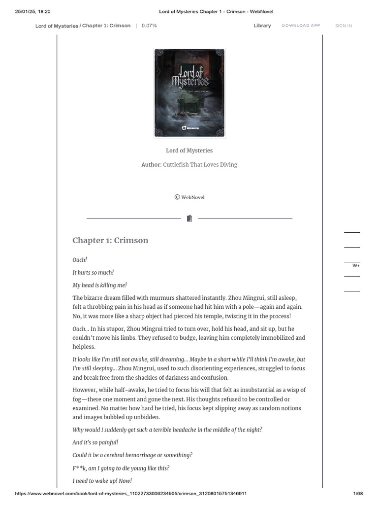 Lord of Mysteries Chapter 1 - Crimson - WebNovel | PDF