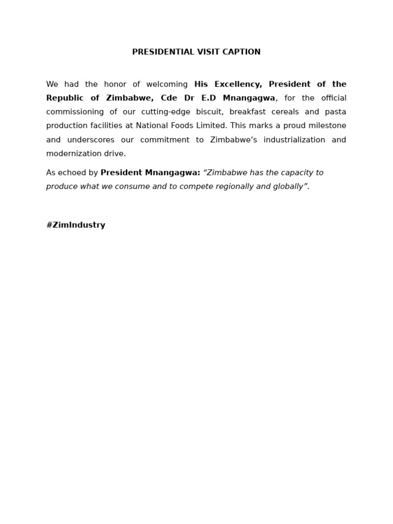 Presidential Visit Caption | PDF